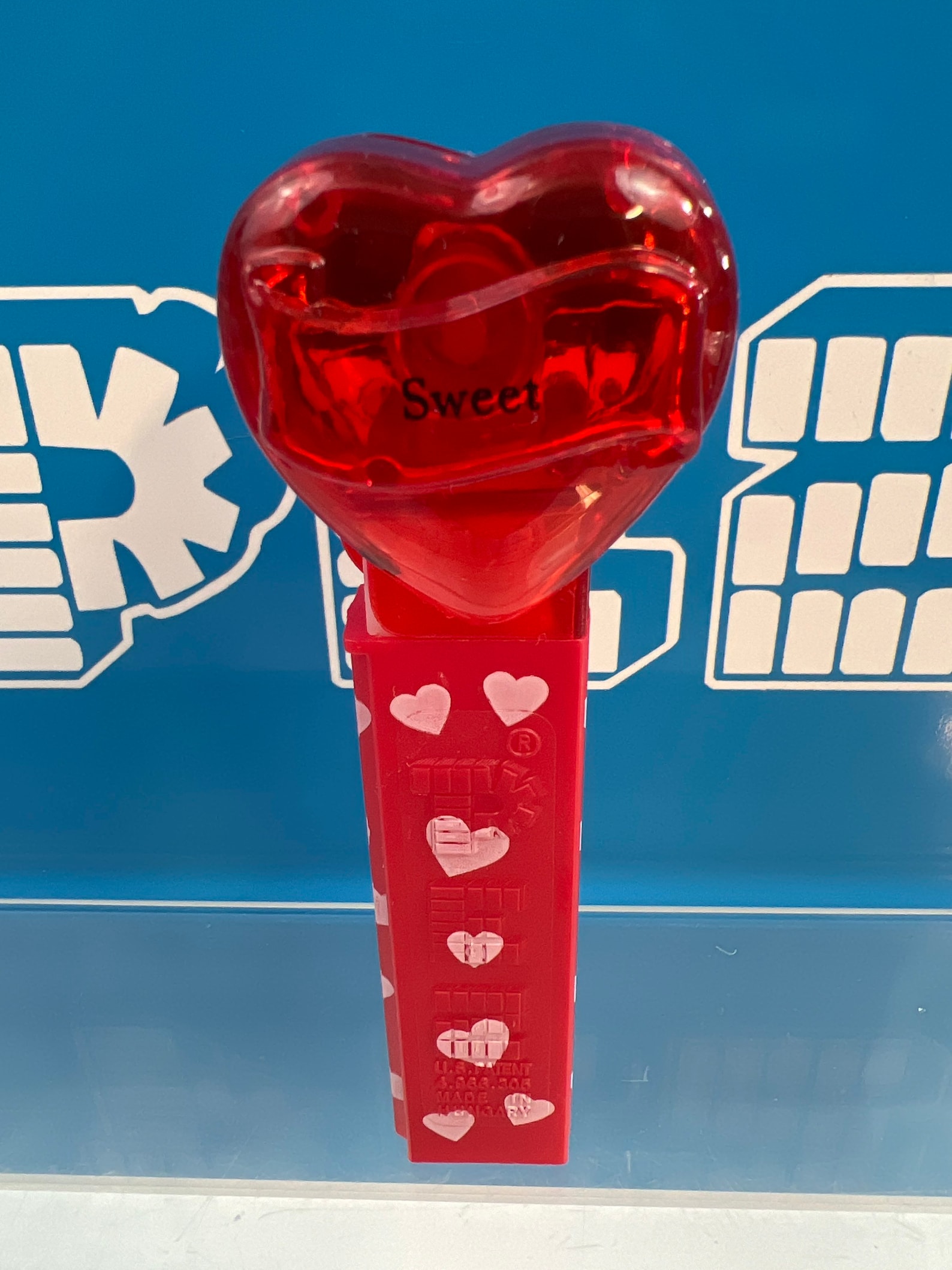 Vintage “sweet” Valentines Day Red Crystal Heart With Printed Heart ...