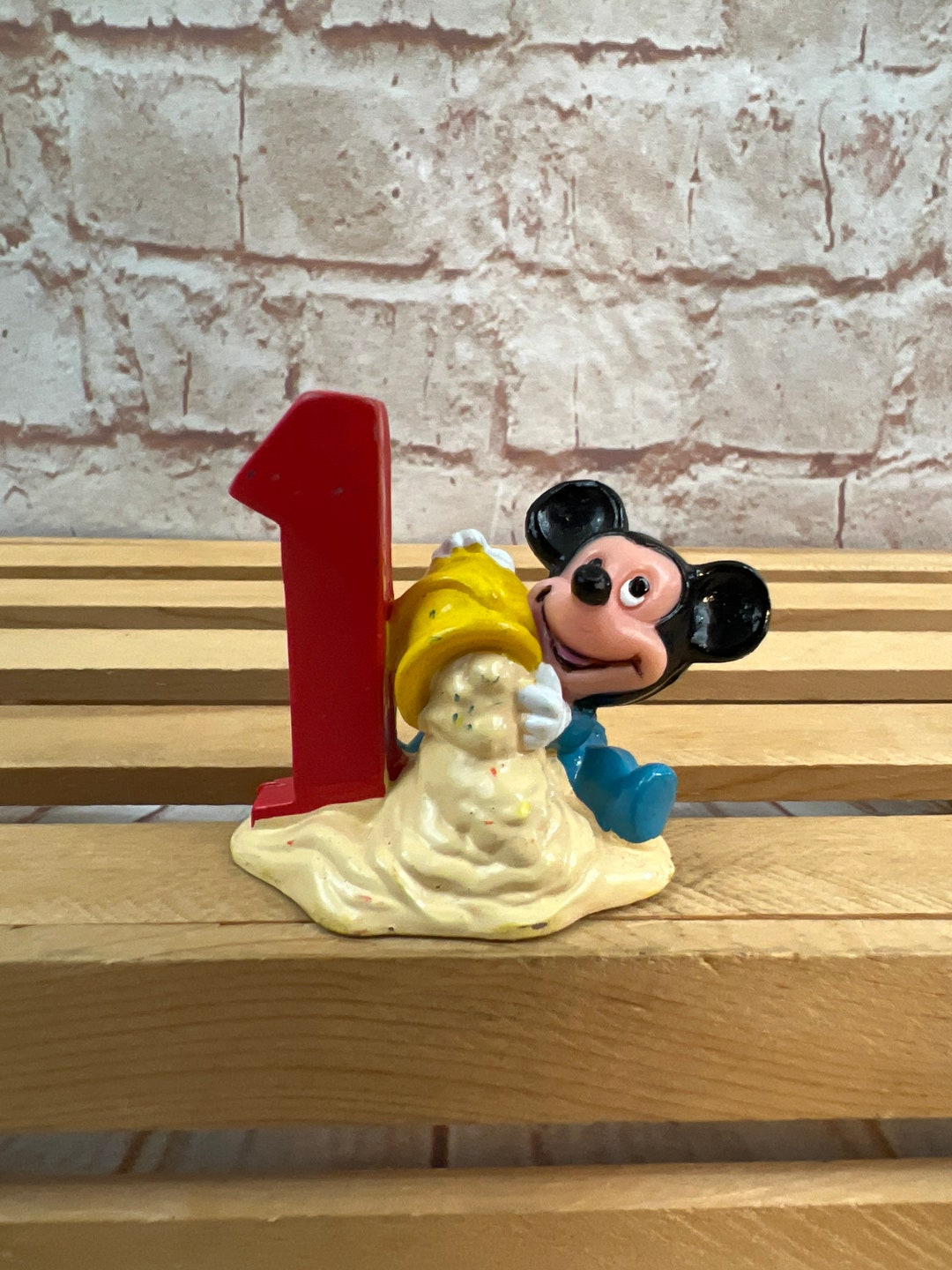 Vintage Disney Baby Mickey Mouse Number 1 1st Birthday Cake-topper Mini ...