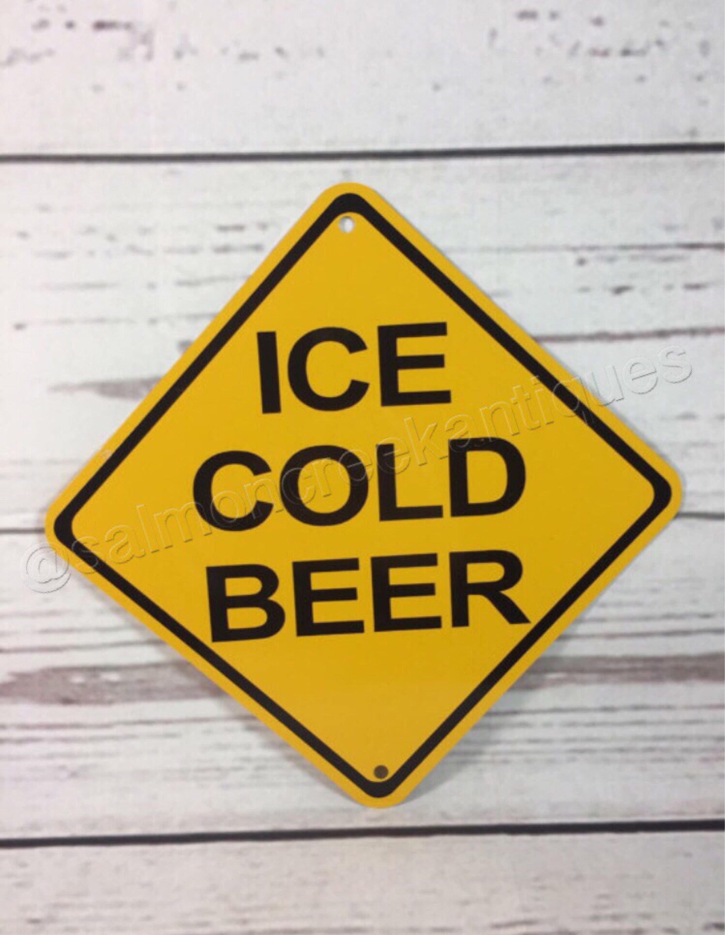 Ice Cold Beer Mini Metal Yellow Caution Bar Crossing Sign | Etsy