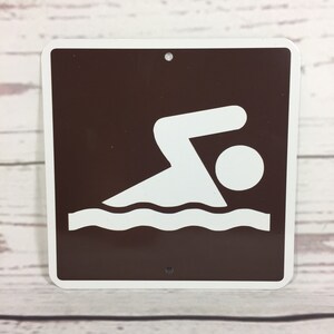 Swimming Metal Park Lake Sign 6"x6" or 12"x12" NEW (2 Sizes Available ...