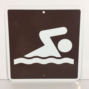 Swimming Metal Park Lake Sign 6"x6" or 12"x12" NEW (2 Sizes Available ...