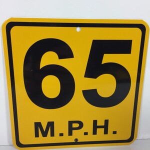 Speed Limit 65 MPH Metal Caution Street Sign 6"x6" or 12"x12" NEW (2 ...