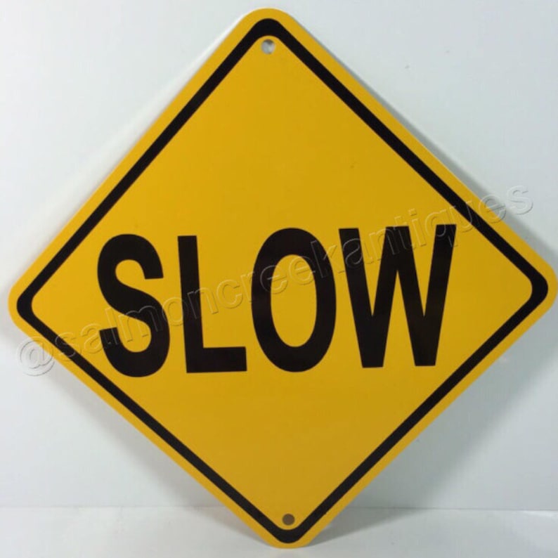 SLOW Metal Yellow Caution Crossing Road Street Sign - Etsy