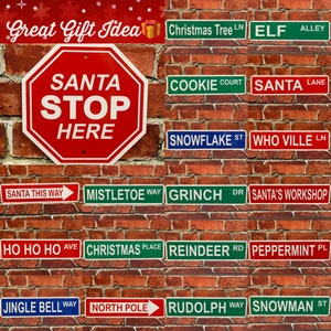 Santa Lane METAL Christmas Street Sign 3"x12" New & Handmade! - Etsy