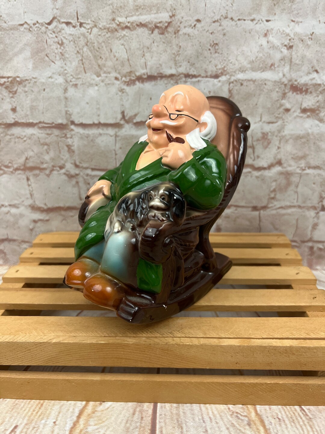 Vintage Lefton Ceramic Retirement Fund Bank Handpainted Antique Grandpa ...