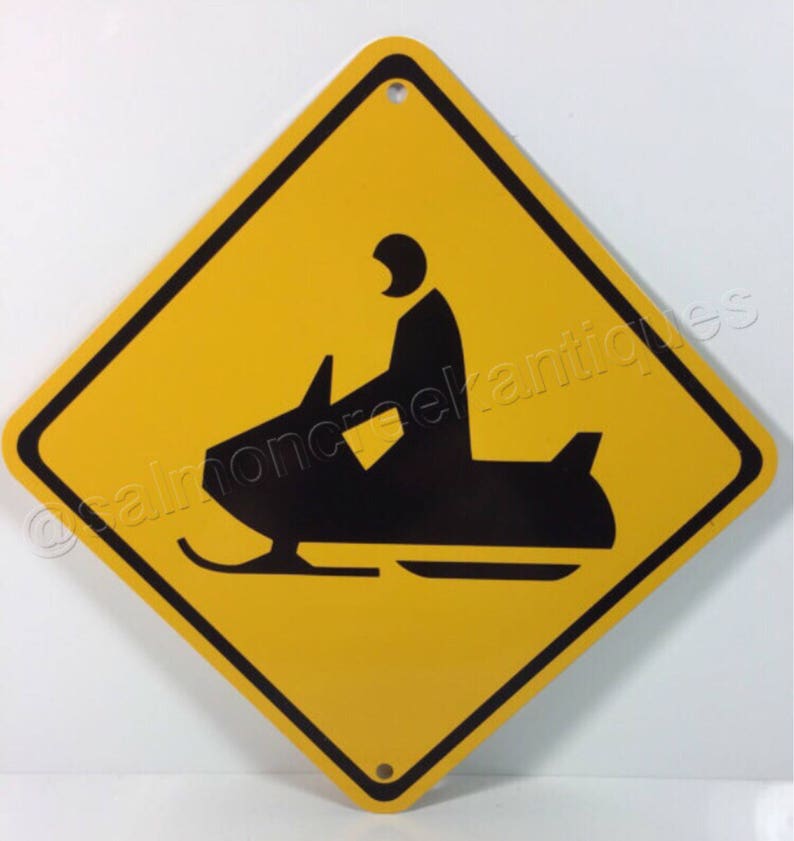 Snowmobile Xing Mini Metal Yellow Caution Crossing Snow - Etsy