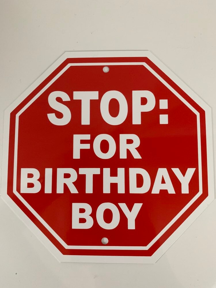 STOP For BIRTHDAY Boy Mini Metal Birthday Party Sign | Etsy