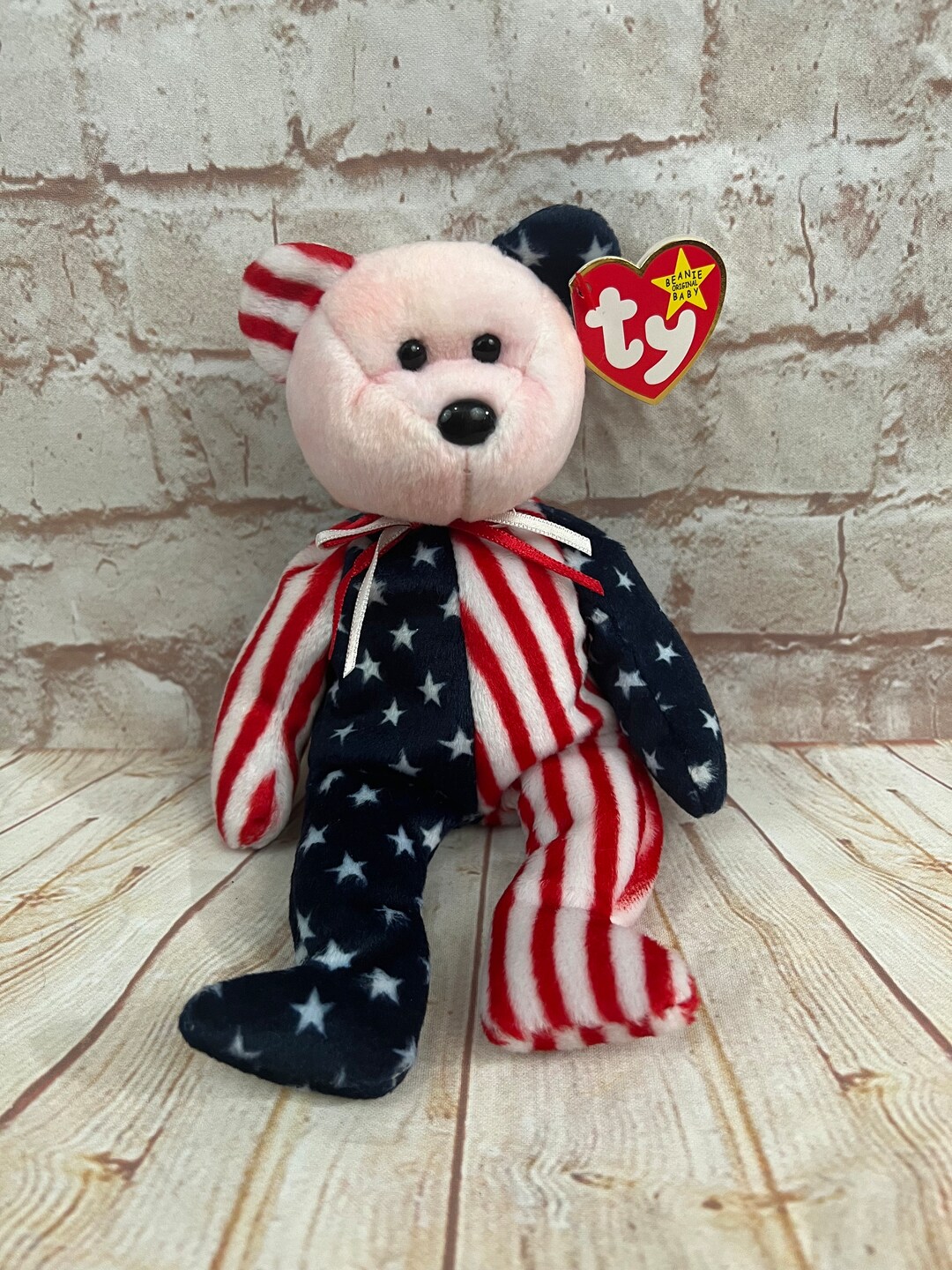 Vintage 1999 Ty the Spangle USA Bear in Red Plush Stuffed Animal the ...