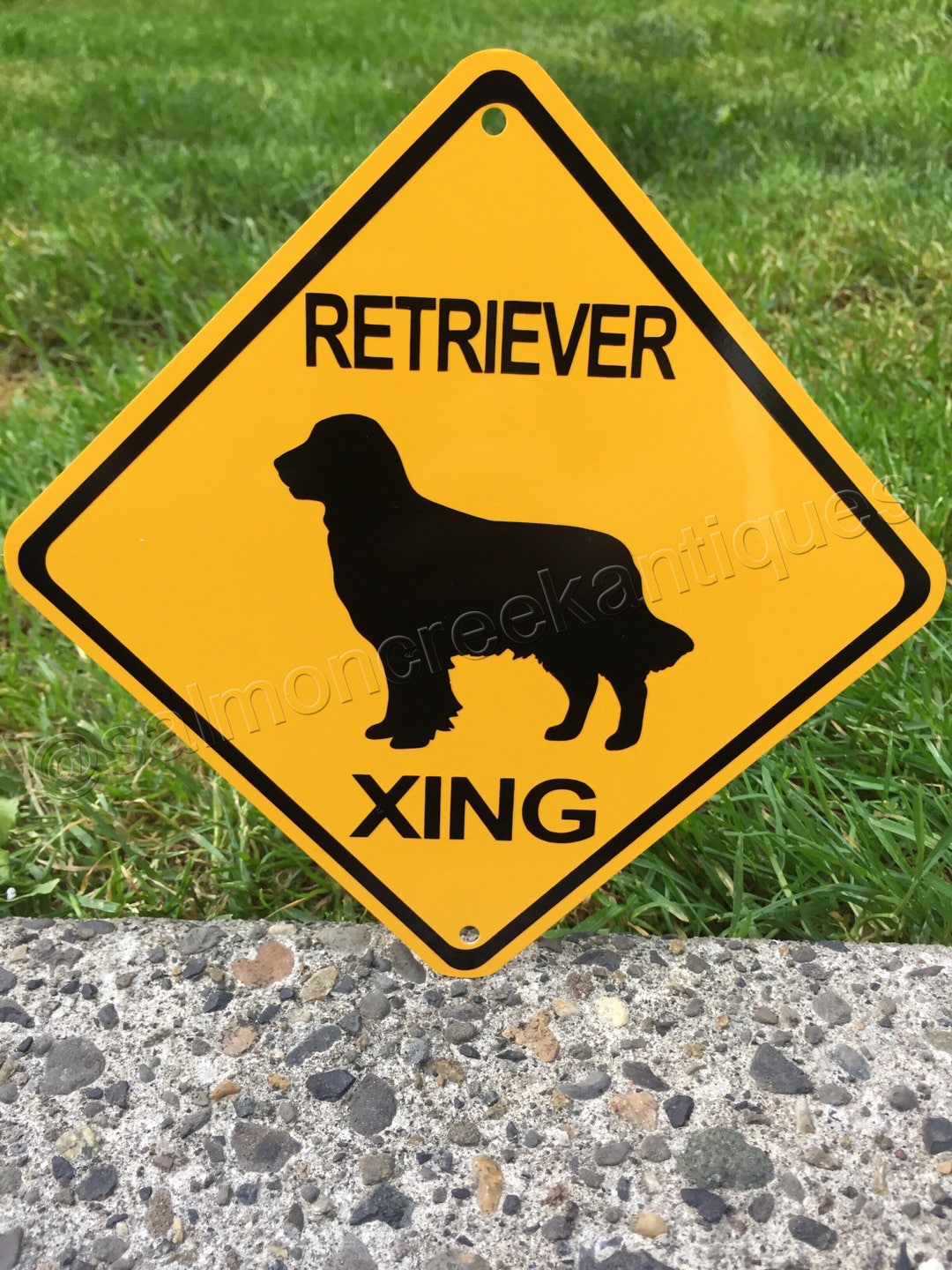 RETRIEVER Xing Metal Caution Yellow Dog Crossing Sign 6