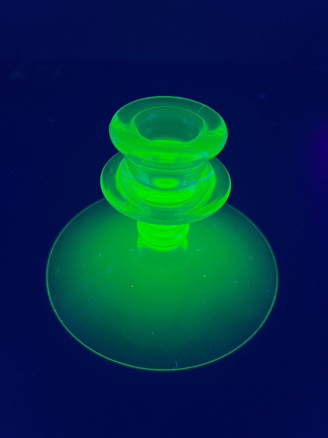 Vintage Green Depression Uranium Glass Candle Stick Holder UV ...