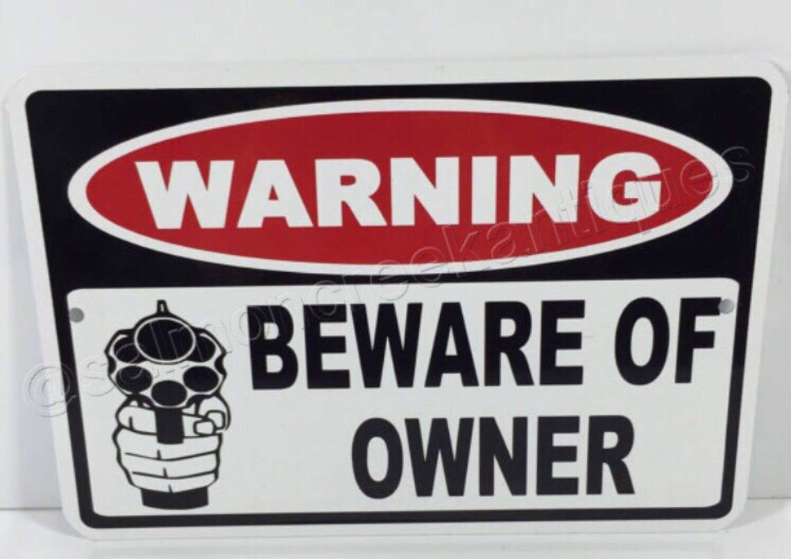 Warning Beware of Owner Metal Gun Sign NEW 3 Sizes Available - Etsy