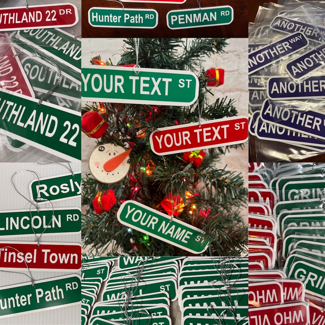 Custom Street Sign Christmas Ornament: Personalized Mini Metal Sign - Etsy
