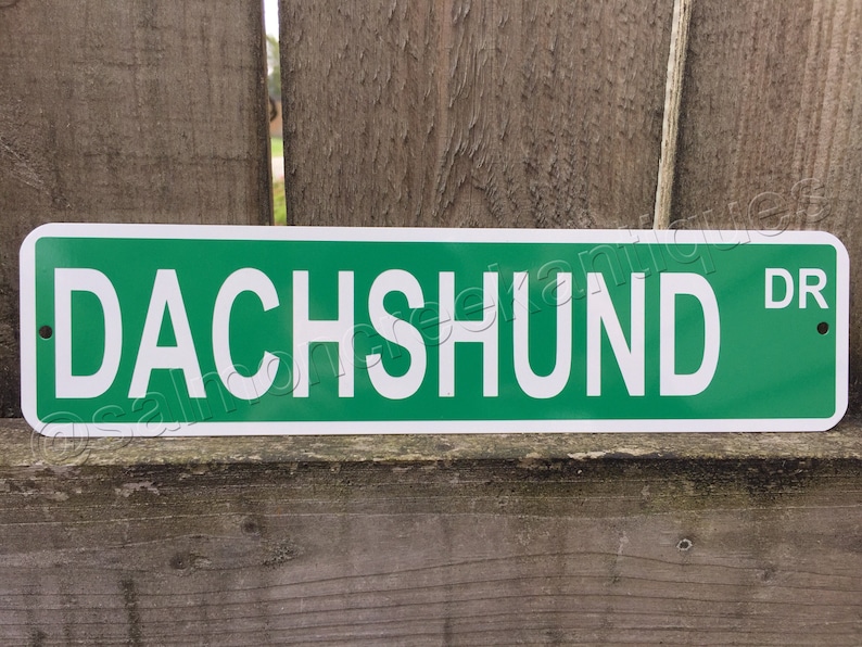 DACHSHUND DRIVE Street METAL Dog House Sign 3"x12" New & Handmade! - Etsy