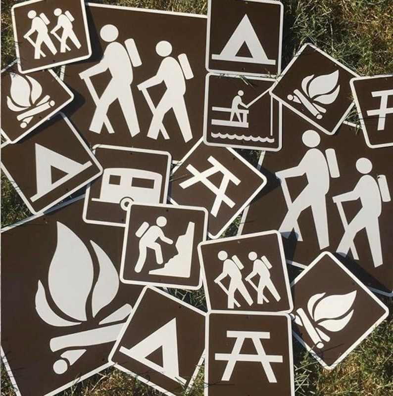 CAMPING Recreation Metal Signs Hiking Trail Tent Picnic Table - Etsy