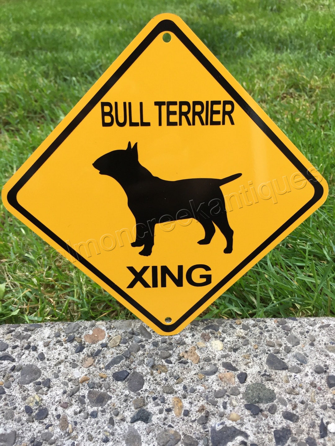 Bull Terrier Xing Sign: Metal Dog Crossing Caution Sign - Etsy