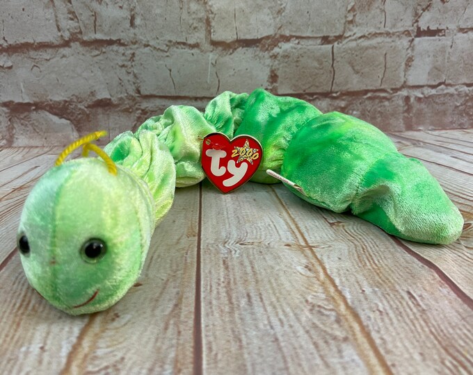 Vintage TY Squirmy the Green Worm Plush Stuffed Animal the Original ...