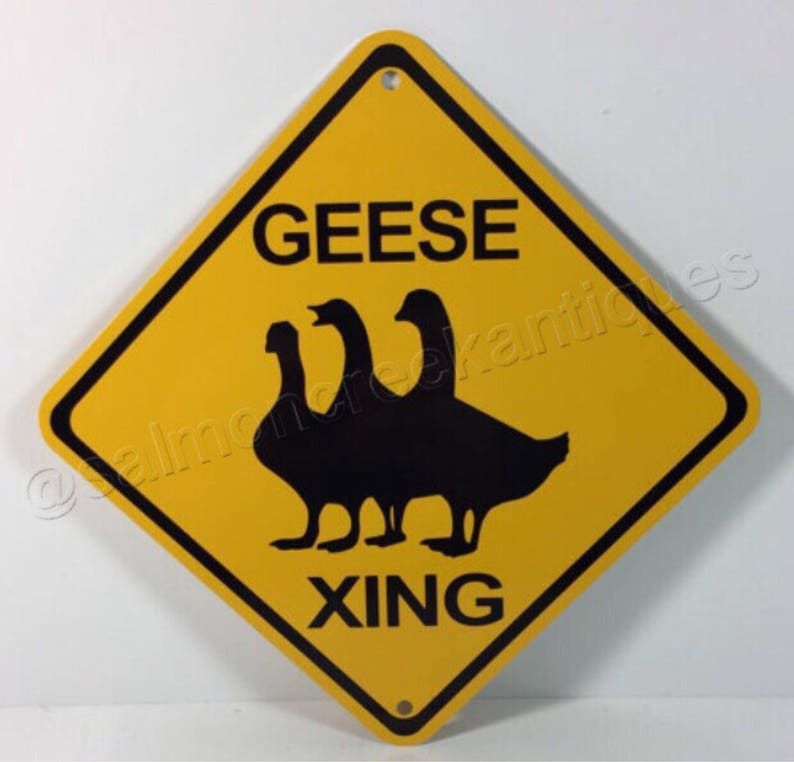 Geese Xing Mini Metal Yellow Caution Goose Crossing Farm Sign | Etsy