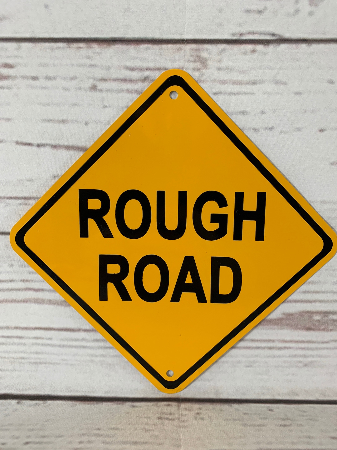 ROUGH ROAD Mini Metal Yellow Caution Crossing Sign 6"x6" or 12"x12" NEW ...