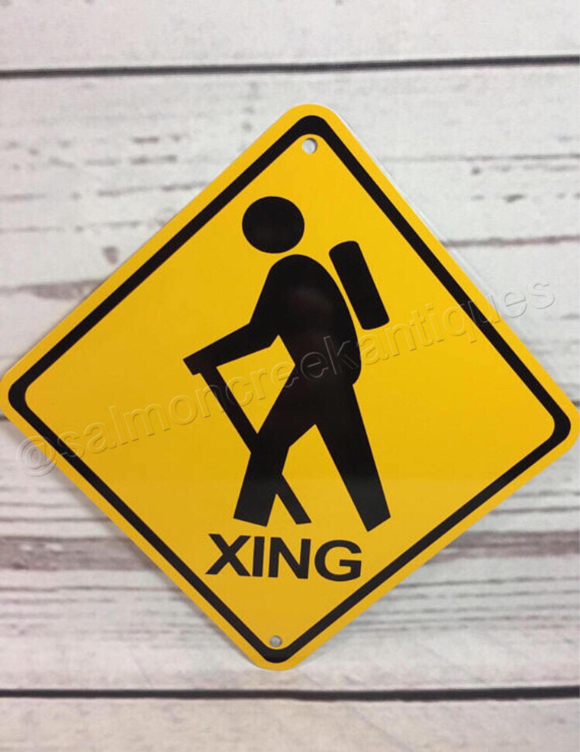 Hiker Hiking Xing Mini Metal Trail Crossing Sign | Etsy