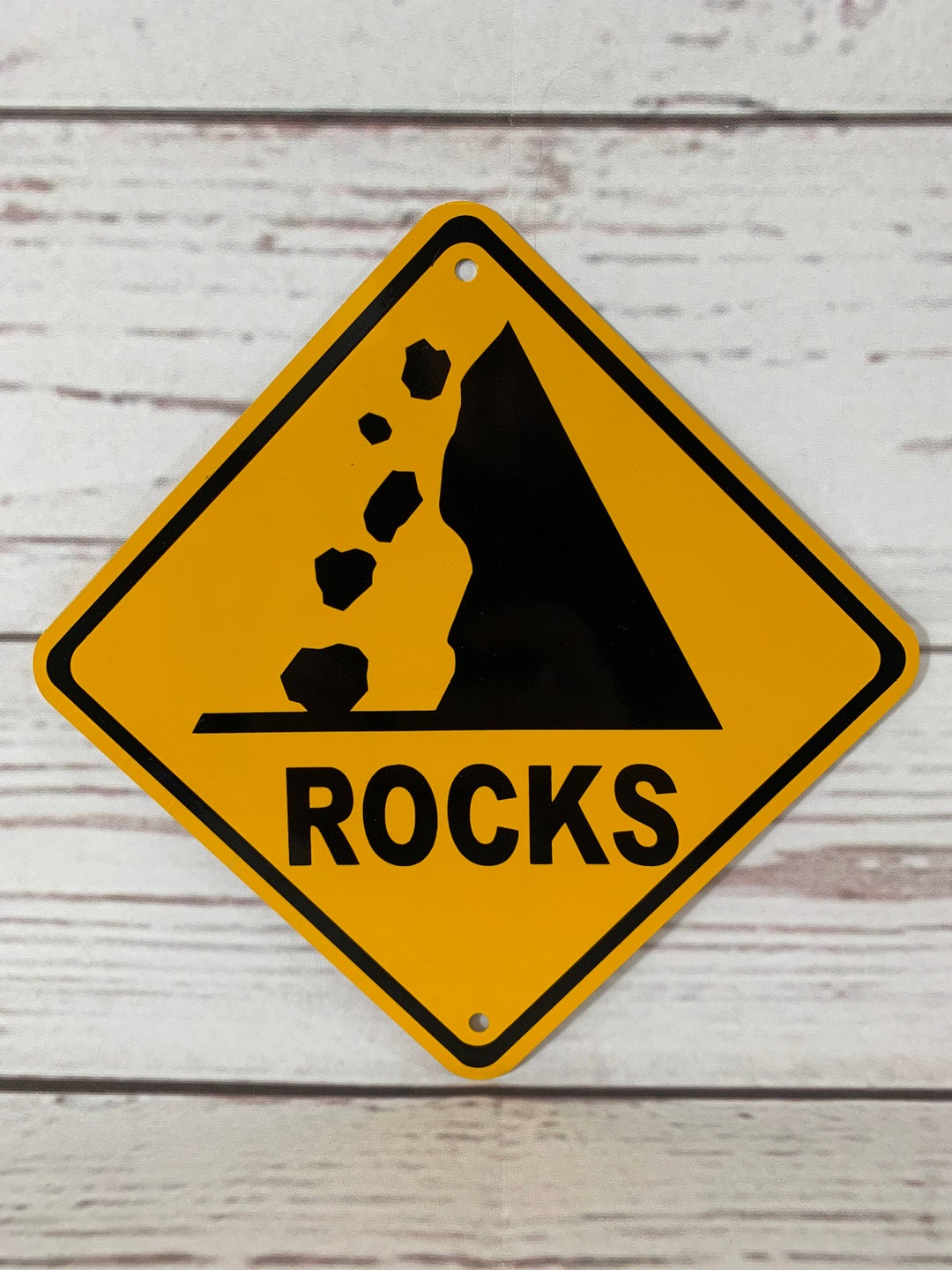 Caution FALLING ROCKS Mini Metal Yellow Road Sign 6"x6" or 12"x12" NEW ...