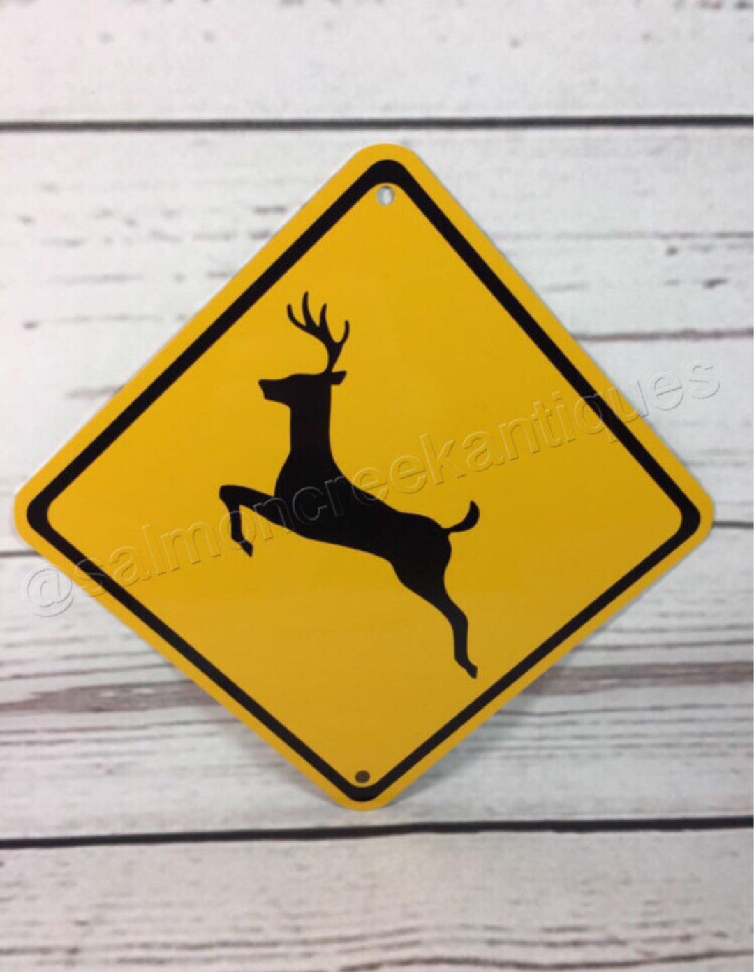 Deer Crossing Sign: Yellow Metal Caution Sign - Handmade - Etsy