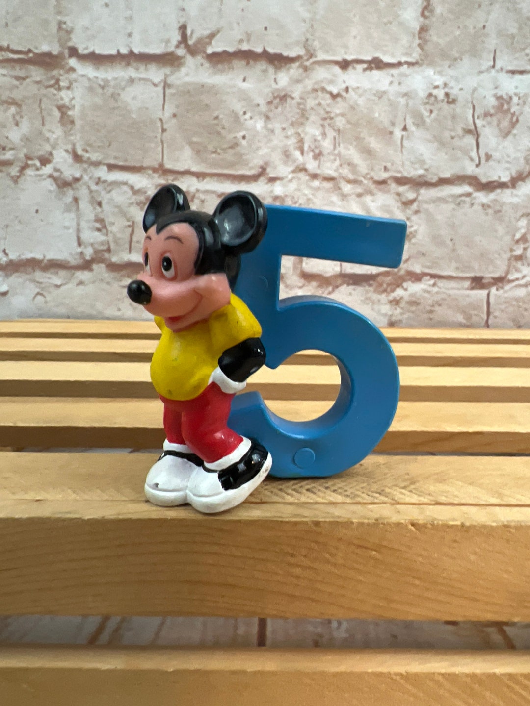 Vintage Disney Mickey Mouse Number 5 5th Birthday Cake-topper Mini PVC ...