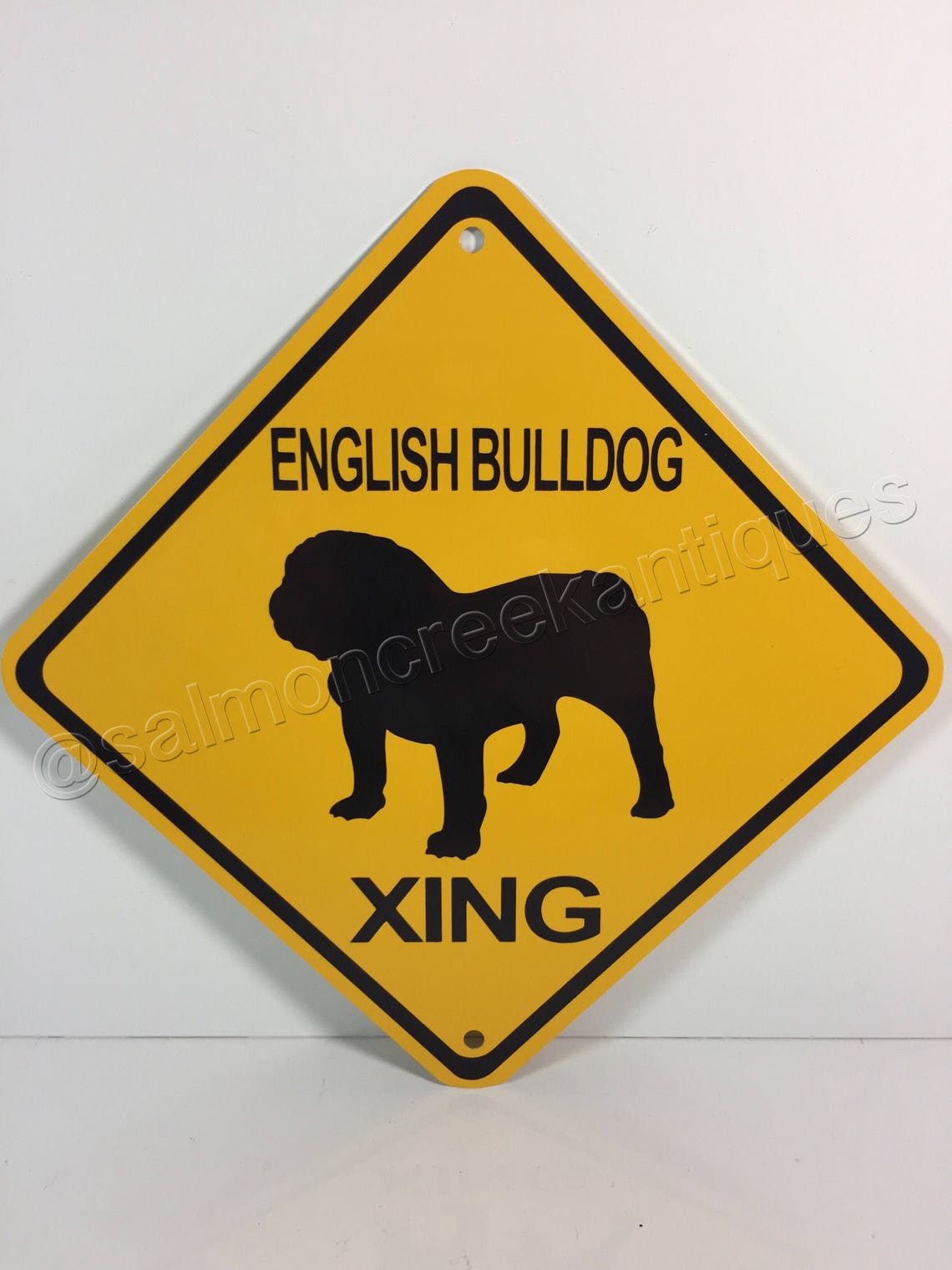ENGLISH BULLDOG Xing Metal Caution Yellow Dog Crossing Sign | Etsy