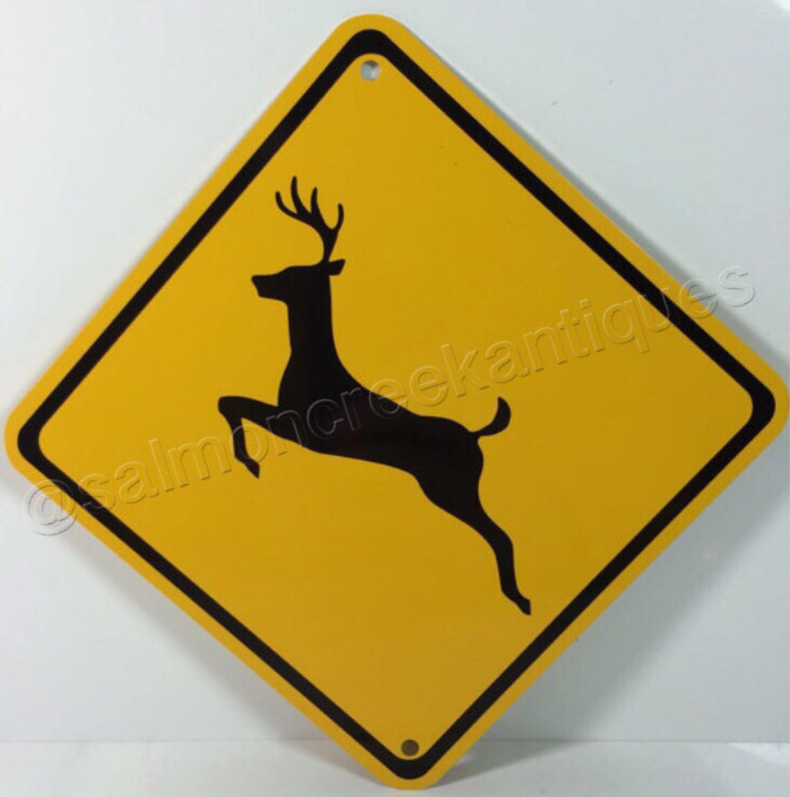 Deer Xing Mini Metal Yellow Caution Crossing Sign - Etsy
