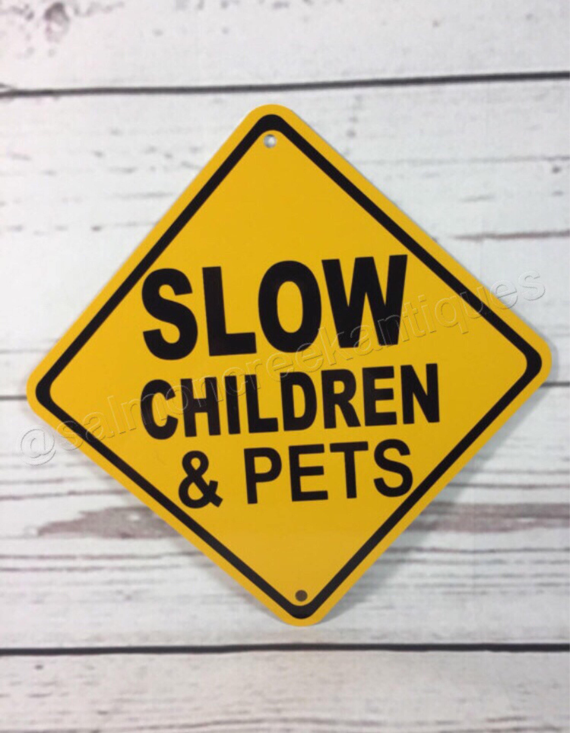 SLOW Children & Pets Mini Metal Yellow Caution Crossing Sign - Etsy