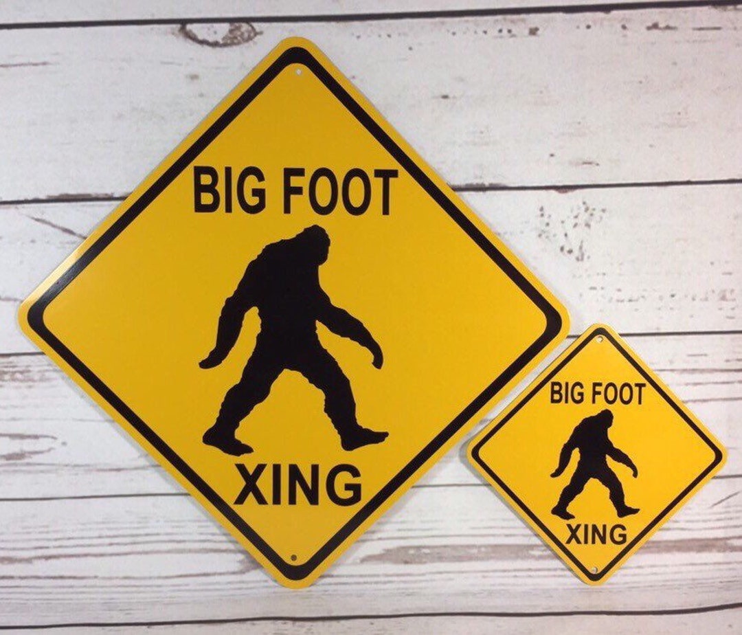Big Foot Crossing Metal Sign: Yellow Caution, Sasquatch Xing - Etsy