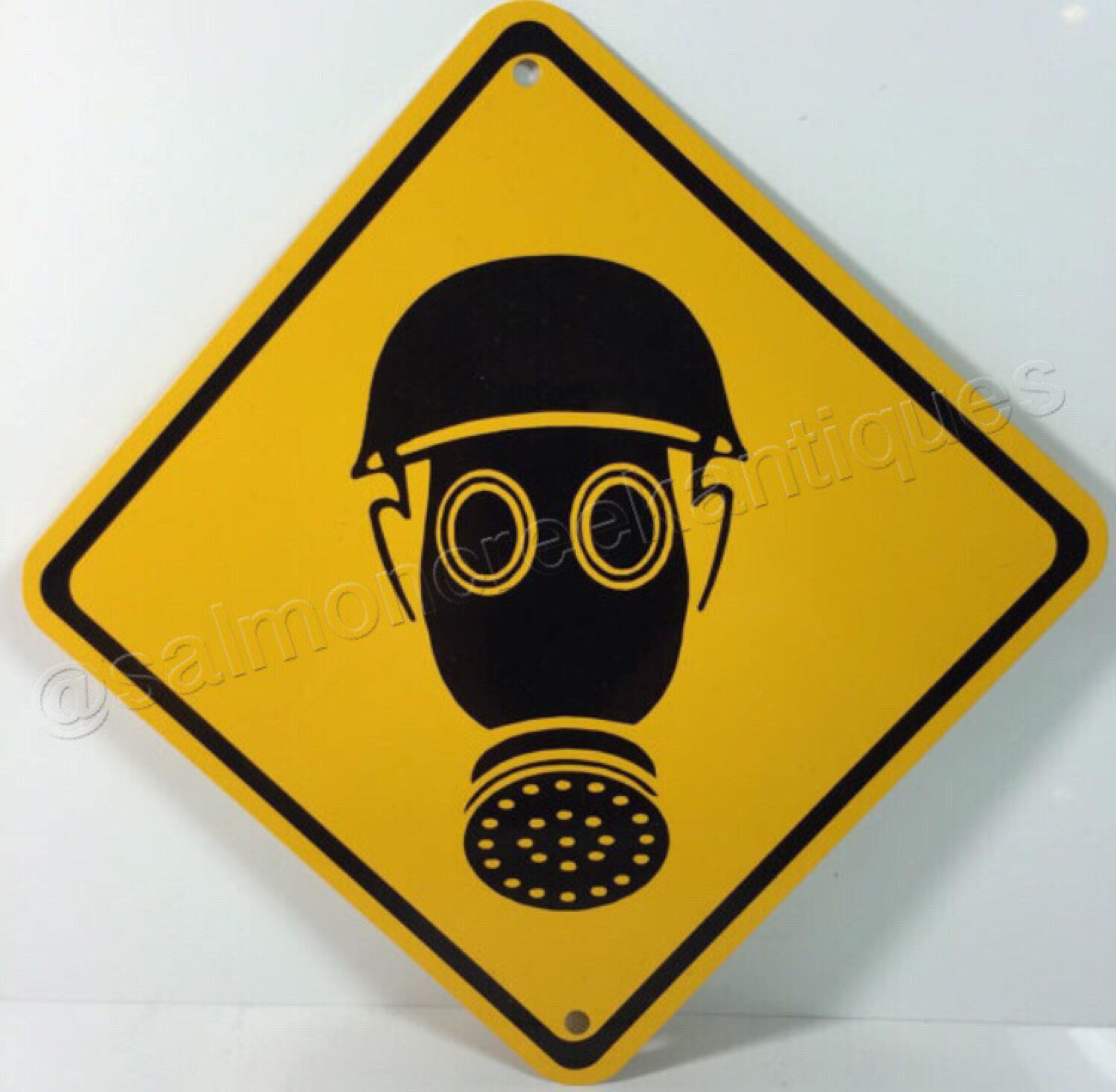 GAS MASK Toxic Mini Metal Yellow Caution Crossing Sign - Etsy