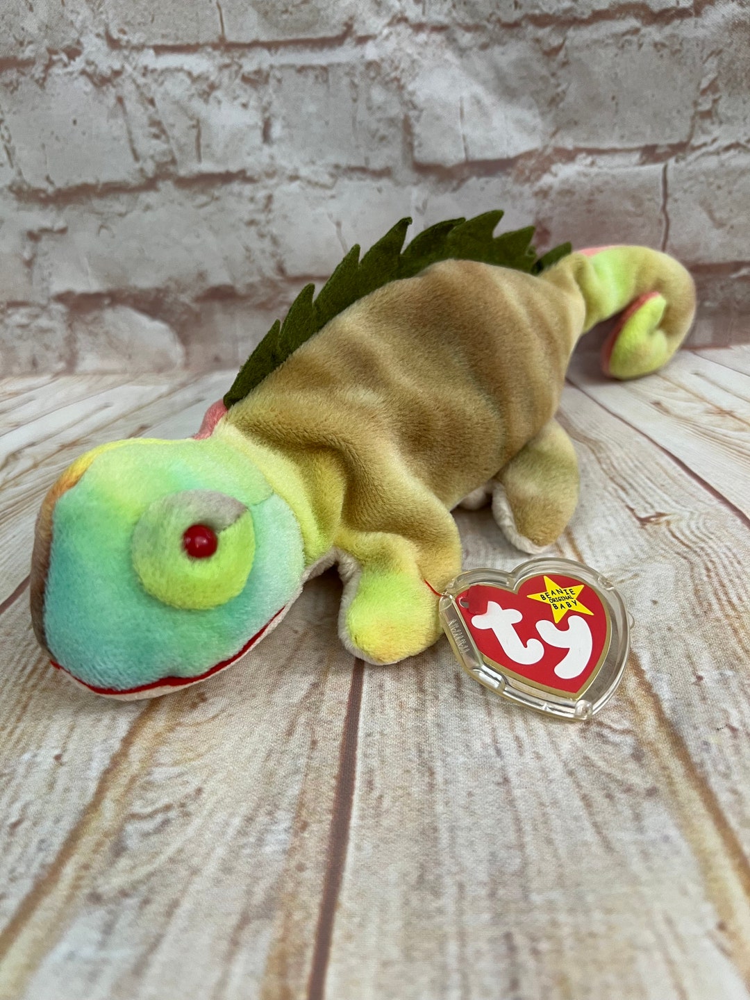 Vintage 1997 TY Rainbow the Chameleon With Tongue Plush Stuffed Animal ...