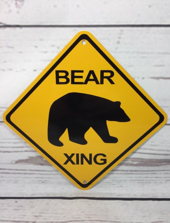Bear Xing Metal Yellow Caution Crossing Sign 6x6 | Etsy