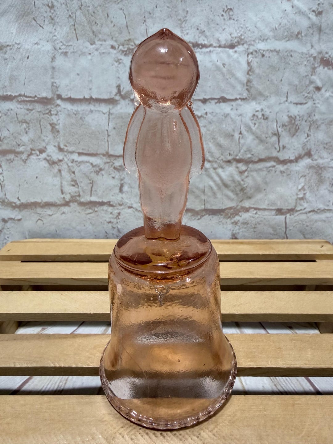 Vintage Pink Depression Glass Bell Kewpie Doll Figure (no Inside Chime ...
