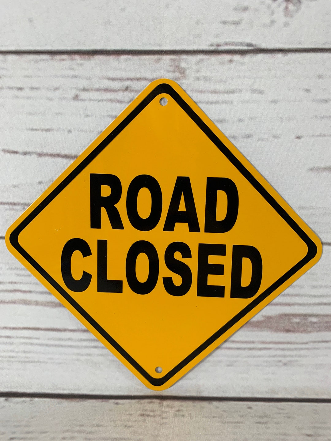 ROAD CLOSED Mini Metal Yellow Caution Crossing Sign 6x6 or 12x12 NEW 2 ...