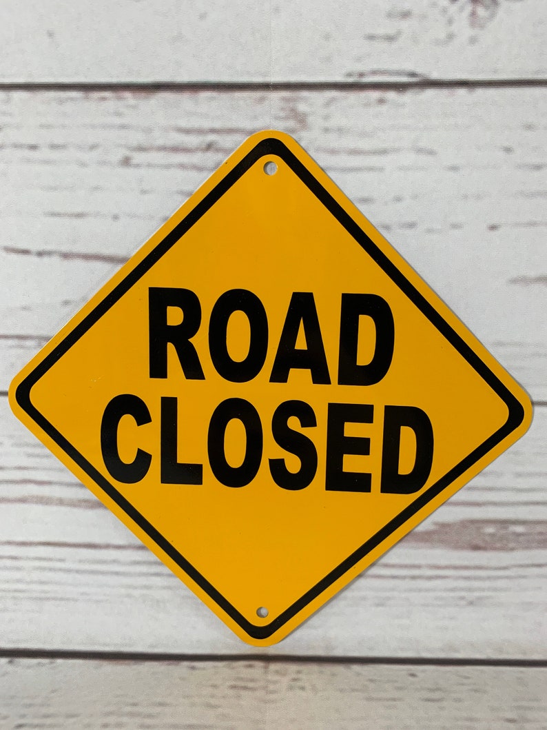 ROAD CLOSED Mini Metal Yellow Caution Crossing Sign - Etsy