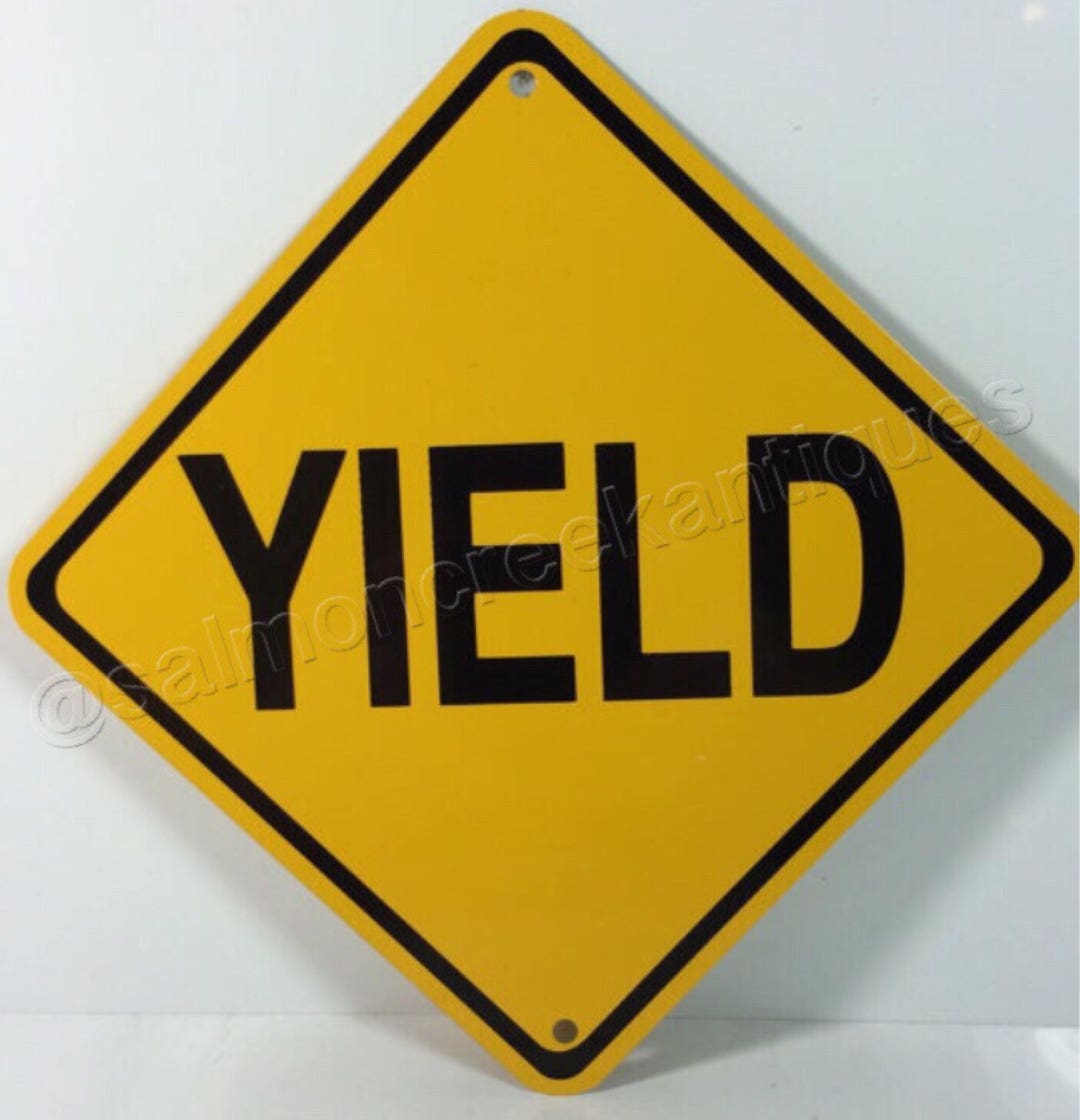 Yellow Metal Yield Sign: Handmade Caution Sign (6"x6" or 12"x12") - Etsy