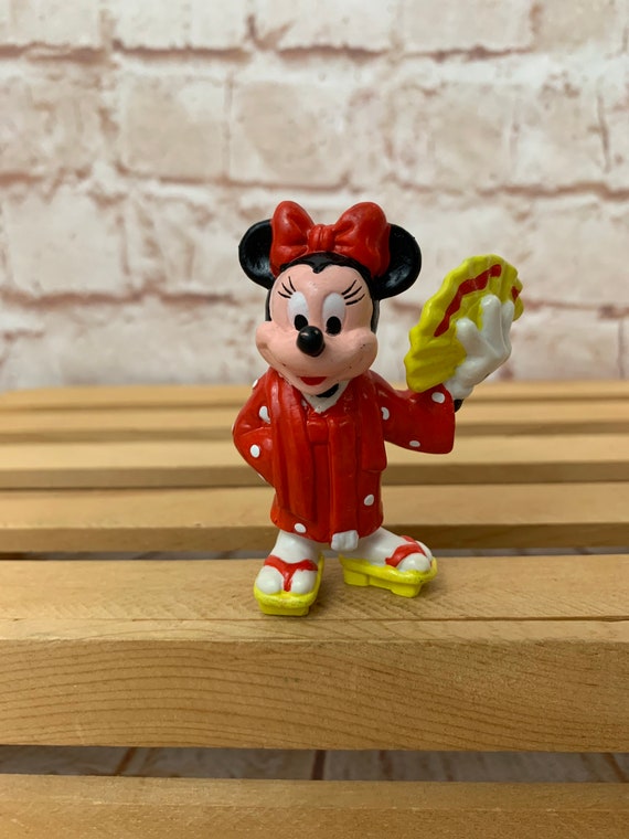 Vintage Disney Japanese Minnie Mouse With Fan Mini PVC | Etsy
