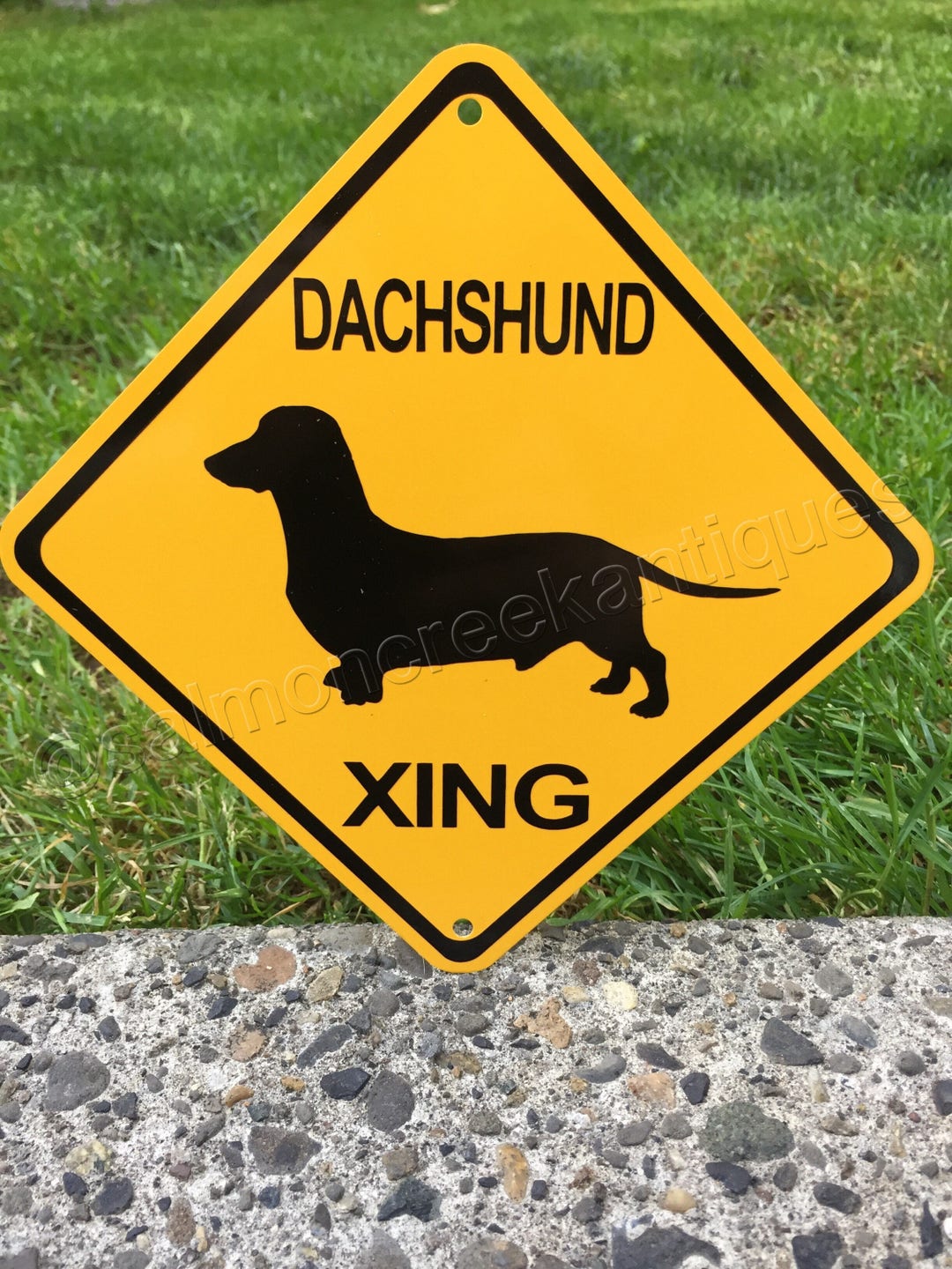 DACHSHUND Xing Metal Caution Yellow Dog Crossing Sign 6"x6" or 12"x12 ...