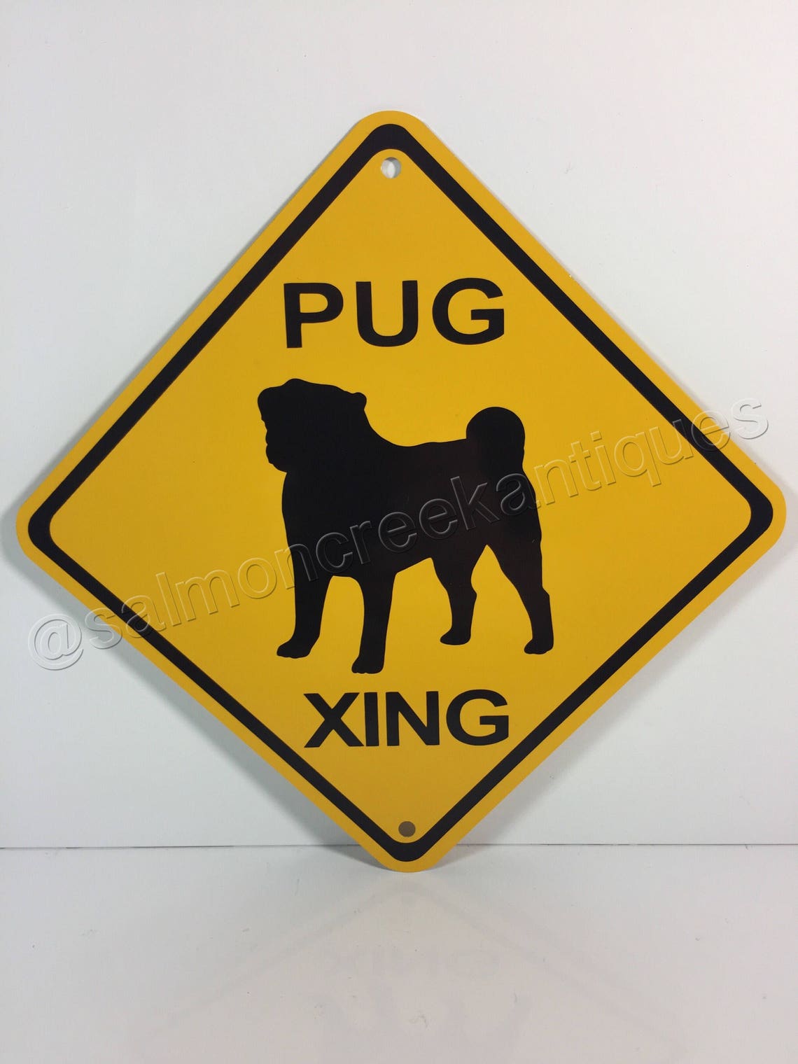 PUG Xing Metal Caution Yellow Dog Crossing Sign | Etsy
