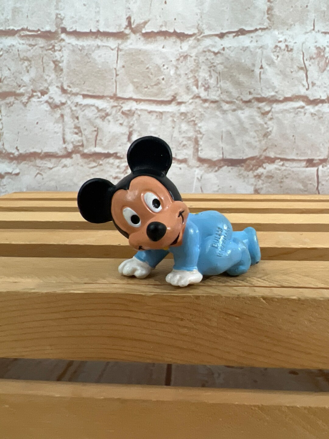 Vintage 1985 Baby Mickey Mouse in Blue Onesie Disney Miniature PVC Mini ...