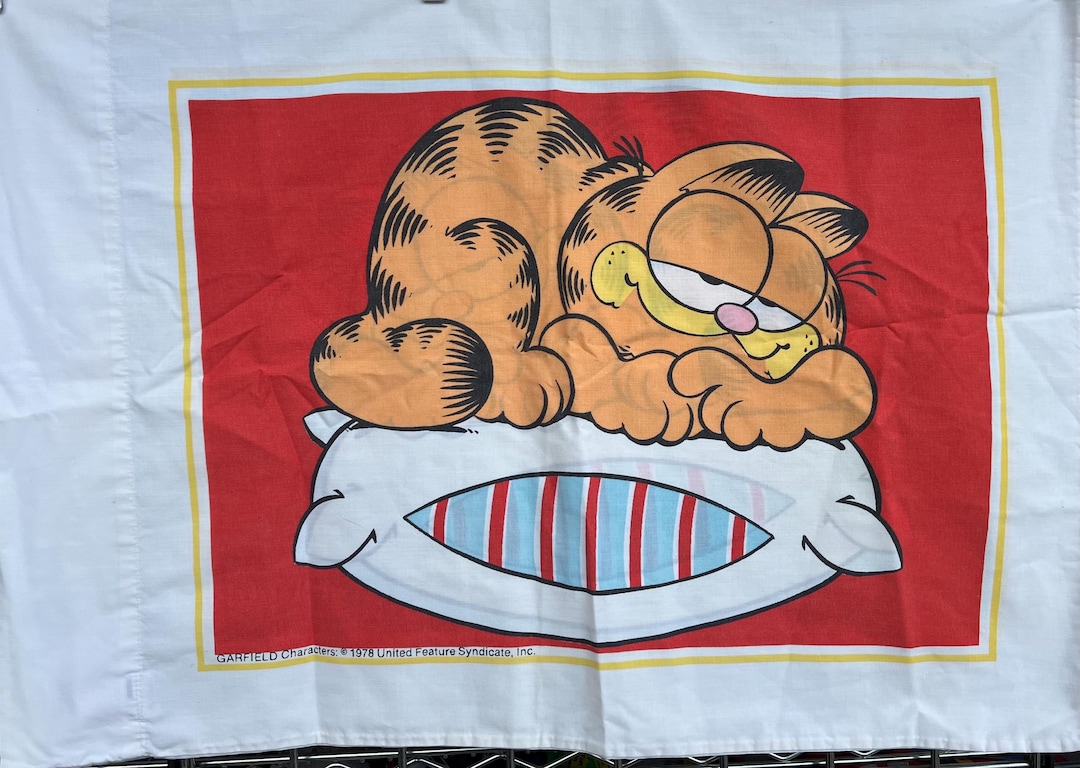Vintage 1978 Garfield the Cat Twin Fitted / Flat / Pillowcase Striped ...