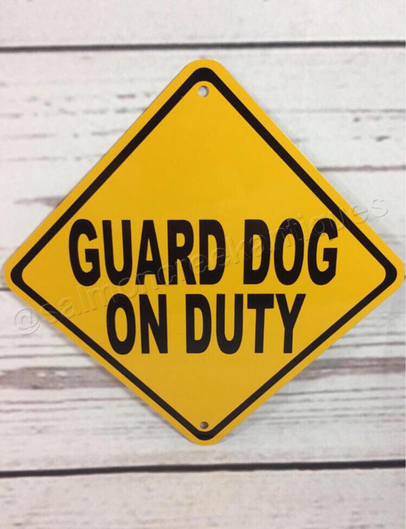 Guard Dog on Duty Mini Metal Yellow Fence Gate Caution Sign - Etsy