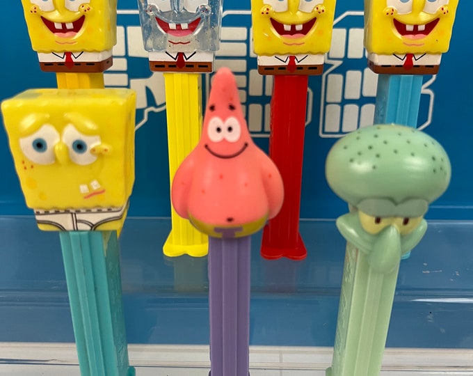 Set of 7 Spongebob Squarepants PEZ Candy Dispensers Lot With Squidward ...