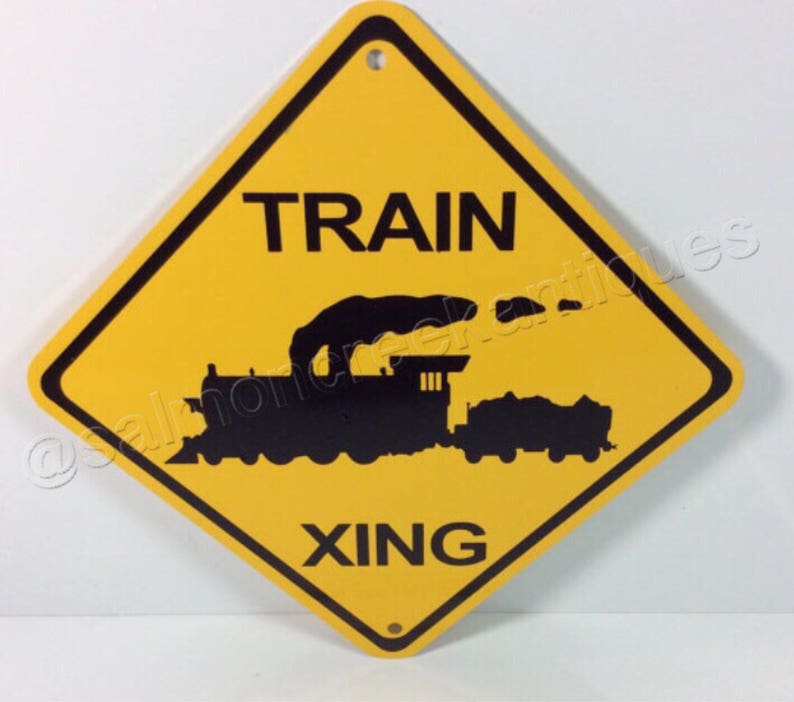 Train Xing Mini Metal Yellow Caution Crossing Sign - Etsy