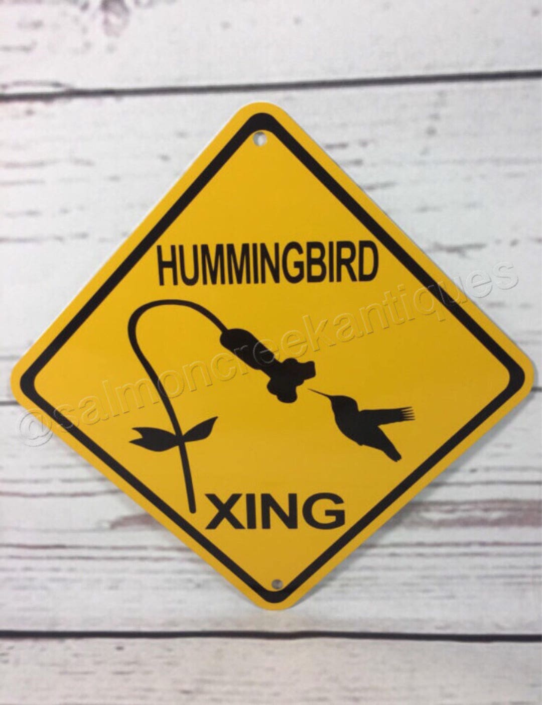 Hummingbird Xing Mini Metal Yellow Caution Crossing Sign 6"x 6" or 12 ...
