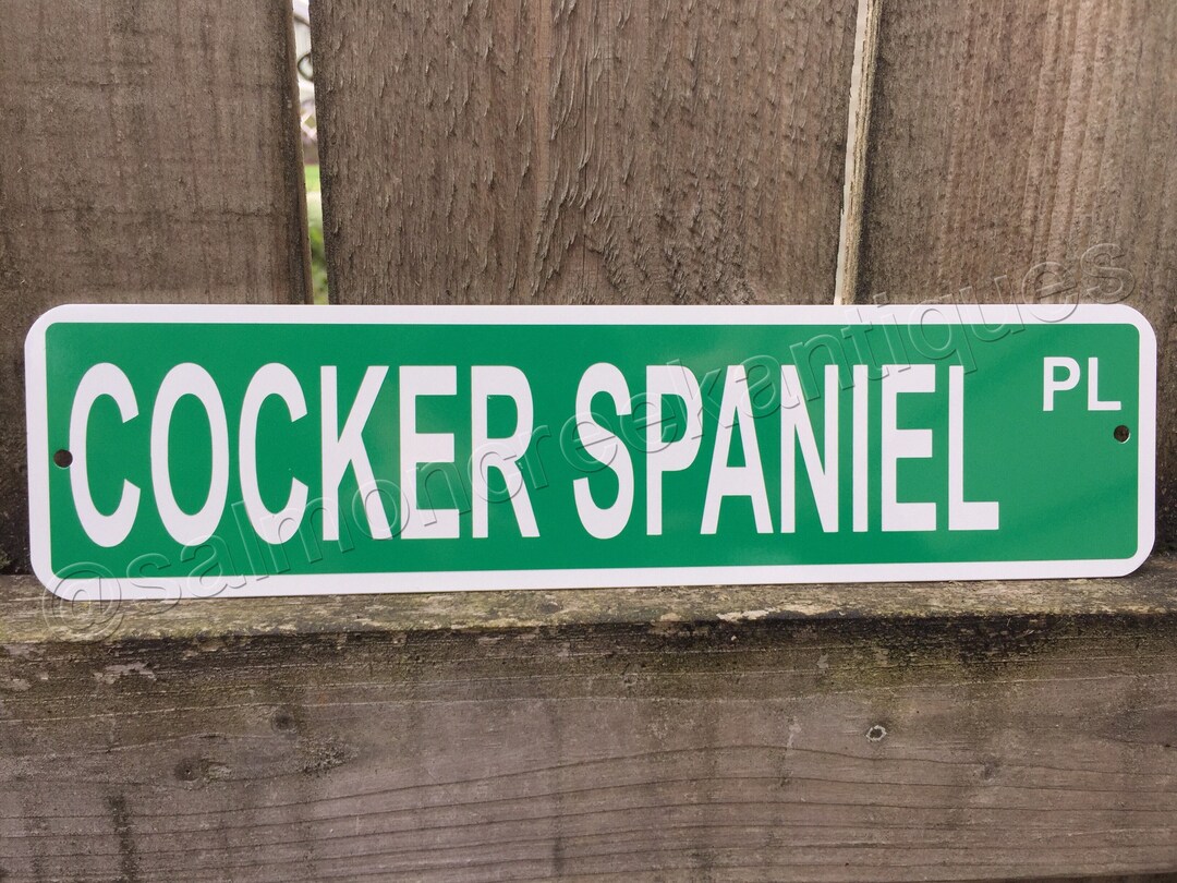 COCKER SPANIEL Place Street METAL Dog House Sign 3"x12" New & Handmade ...
