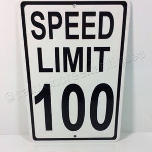 Speed Limit 100 Metal Street Traffic Racing Sign NEW (3 Sizes Available ...