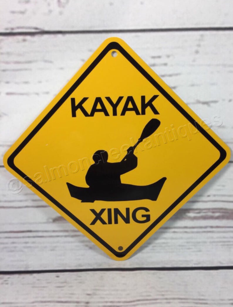 Kayak Xing Mini Metal Yellow Caution Crossing Sports Sign | Etsy