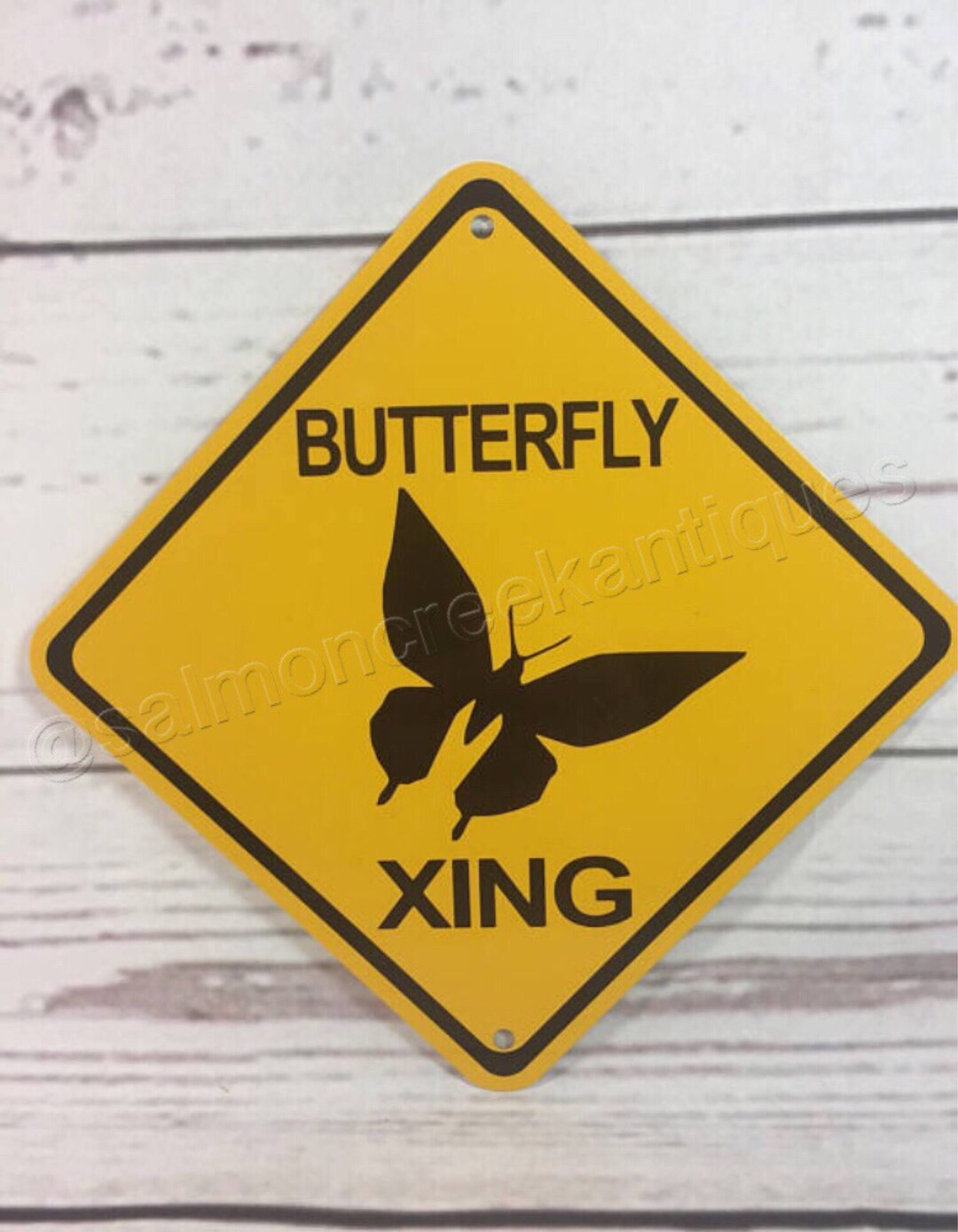Butterfly Xing Mini Metal Yellow Farm Caution Butterflies Crossing ...